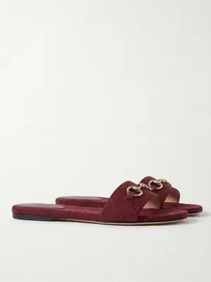 Gucci Horsebit Slide Sandals - Red