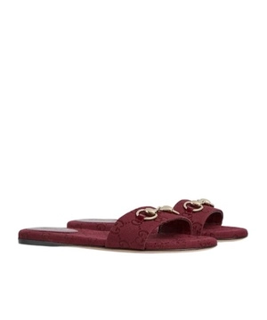 Gucci Horsebit Slide Sandals - Red