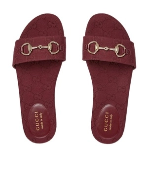Gucci Horsebit Slide Sandals - Red