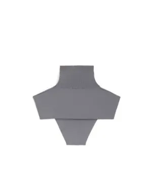 JIL SANDER Ribbed High Neck Half Top - Shadow
