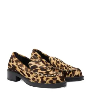 STUART WEITZMAN Leopard Print Loafers - Black