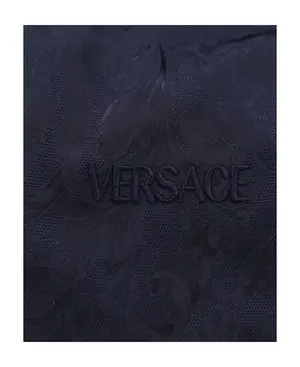 Versace Logo Embroidered Zip-up Bomber Jacket