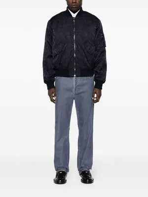 Versace Logo Embroidered Zip-up Bomber Jacket
