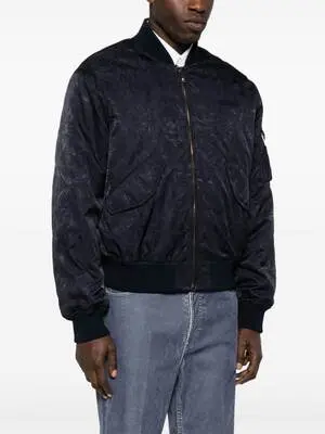 Versace Logo Embroidered Zip-up Bomber Jacket