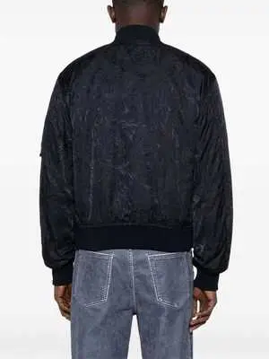 Versace Logo Embroidered Zip-up Bomber Jacket