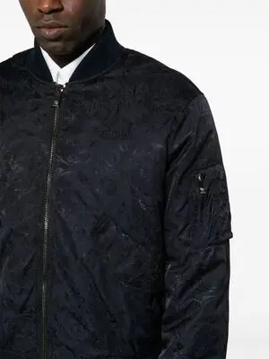 Versace Logo Embroidered Zip-up Bomber Jacket