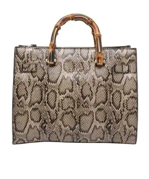 Liu Jo Printed Tote Bag With Bamboo Handles - Brown