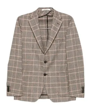 Tagliatore Single-breasted Plaid Blazer - Gray