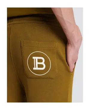 Balmain Logo Printed Cotton Jogging Bottoms - Brown