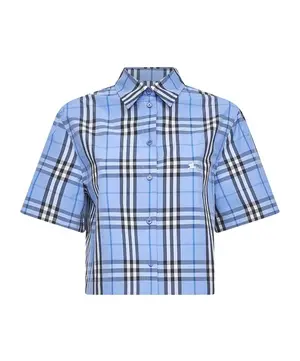 Burberry Checked Cropped Short Sleeved Shirt - No
