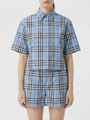 Burberry Checked Cropped Short Sleeved Shirt
