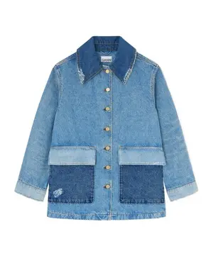 GANNI Patchwork Midi Denim Jacket