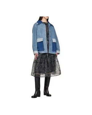 GANNI Patchwork Midi Denim Jacket