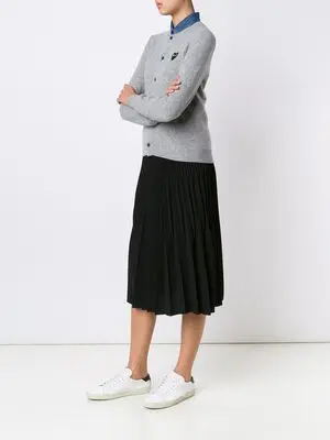 Play Comme Des Garcon Heart Patch Crewneck Cardigan - Light Grey