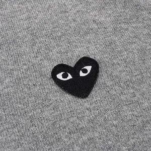 Play Comme Des Garcon Heart Patch Crewneck Cardigan - Light Grey