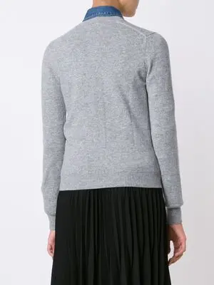 Play Comme Des Garcon Heart Patch Crewneck Cardigan - Light Grey