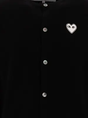 Play Comme Des Garcon Heart Applique Crewneck Cardigan - Black
