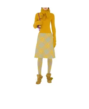 Burberry Cashmere-blend Gloves With Equestrian Rider Embroidery - Yellow