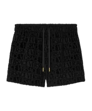 Versace Printed Drawstring Waist Shorts - Black