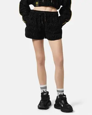 Versace Printed Drawstring Waist Shorts - Black