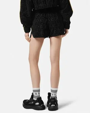 Versace Printed Drawstring Waist Shorts - Black