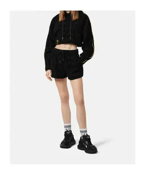 Versace Printed Drawstring Waist Shorts - Black