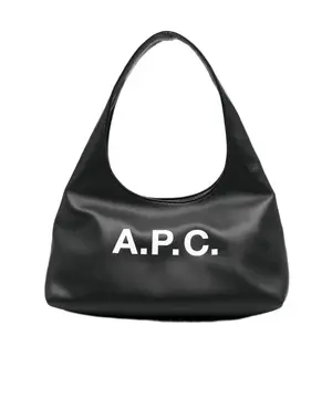 A.p.c. Baby Ninon Logo Printed Shoulder Bag - Black