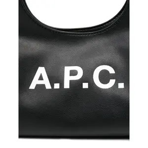 A.p.c. Baby Ninon Logo Printed Shoulder Bag - Black