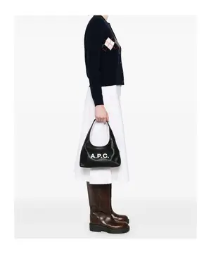 A.p.c. Baby Ninon Logo Printed Shoulder Bag - Black