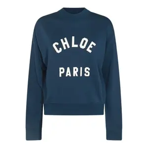 Chloé Chloé Logo Printed Mock-Neck Sweatshirt Navy