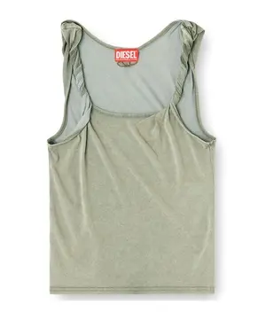 DIESEL® Logo Embroidered Ribbed Tank Top - Gray