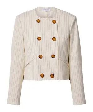 Veronica Beard Winslow Double-breasted Pinstriped Jacquard Jacket