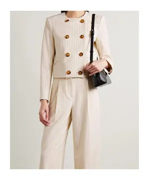 Veronica Beard Winslow Double-breasted Pinstriped Jacquard Jacket