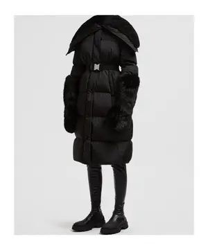 Moncler Bruneaux Long Down Jacket With Embroidered Logo