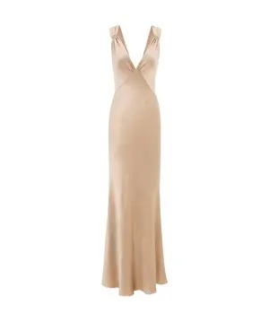 Saint Laurent Cross-back V-neck Maxi Dress - Rose