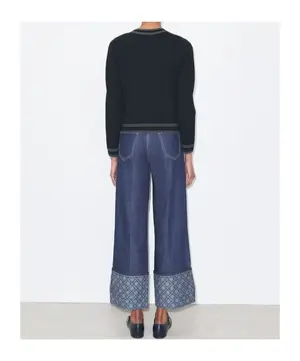 Tory Burch Topstitch Cardigan - Black