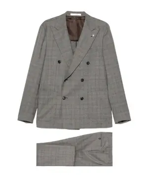Tagliatore Checked Double-breasted Suit Set - Grey