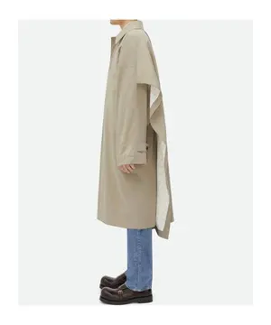 Bottega Veneta Cotton Silk Cape Trench With Checked Lining