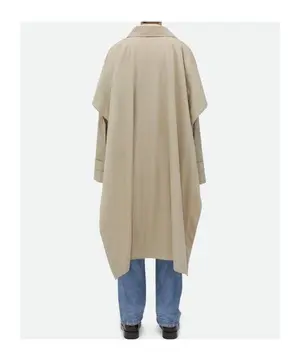 Bottega Veneta Cotton Silk Cape Trench With Checked Lining