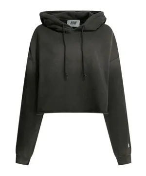 GOLDEN GOOSE Oversized Cropped Hoodie - Black