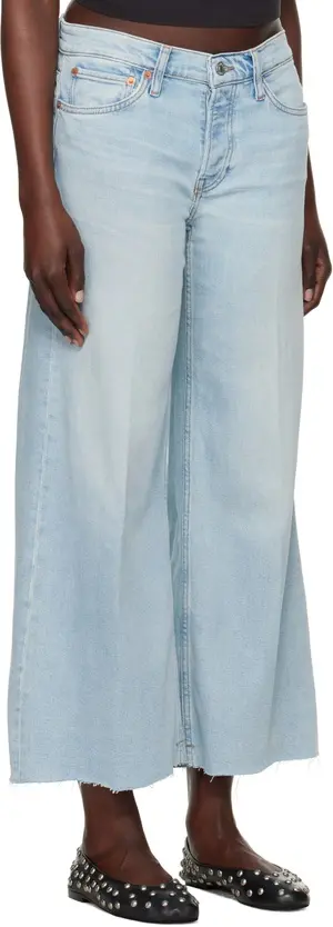RE/DONE Stretch Mid Rise Wide Leg Crop Jeans