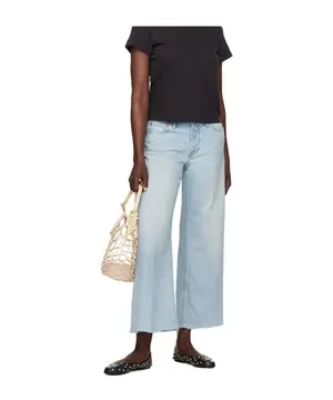 RE/DONE Stretch Mid Rise Wide Leg Crop Jeans