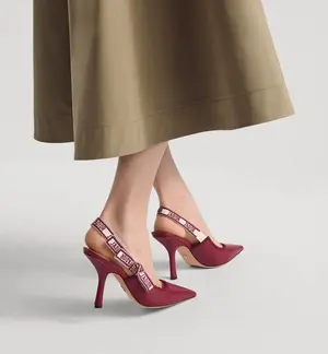 Dior J'adior Embroidered Slingback Pumps - Ruby Red