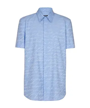 Balmain Love Letter Printed Short-sleeved Jacquard Shirt