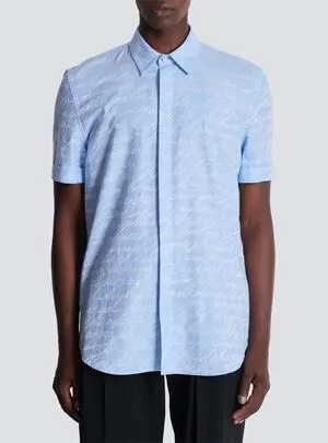 Balmain Love Letter Printed Short-sleeved Jacquard Shirt