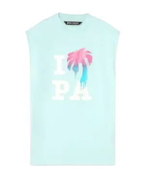 Palm Angels I Love Pa" Printed Sleeveless Vest - Blue