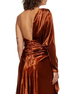 Zimmermann Asymmetrical One-shoulder Top With Draping And High-low Hem