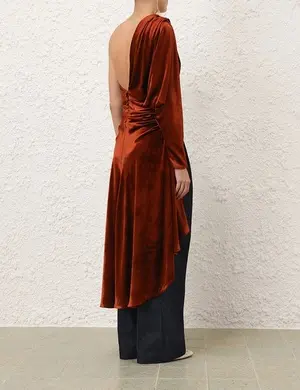 Zimmermann Asymmetrical One-shoulder Top With Draping And High-low Hem