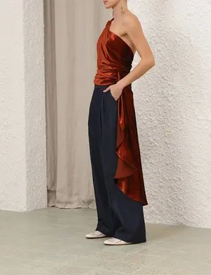 Zimmermann Asymmetrical One-shoulder Top With Draping And High-low Hem