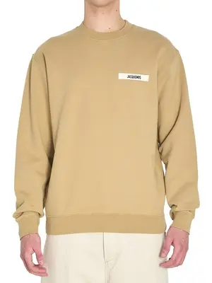 Jacquemus Logo Patch Crewneck Sweatshirt - Dark Beige
